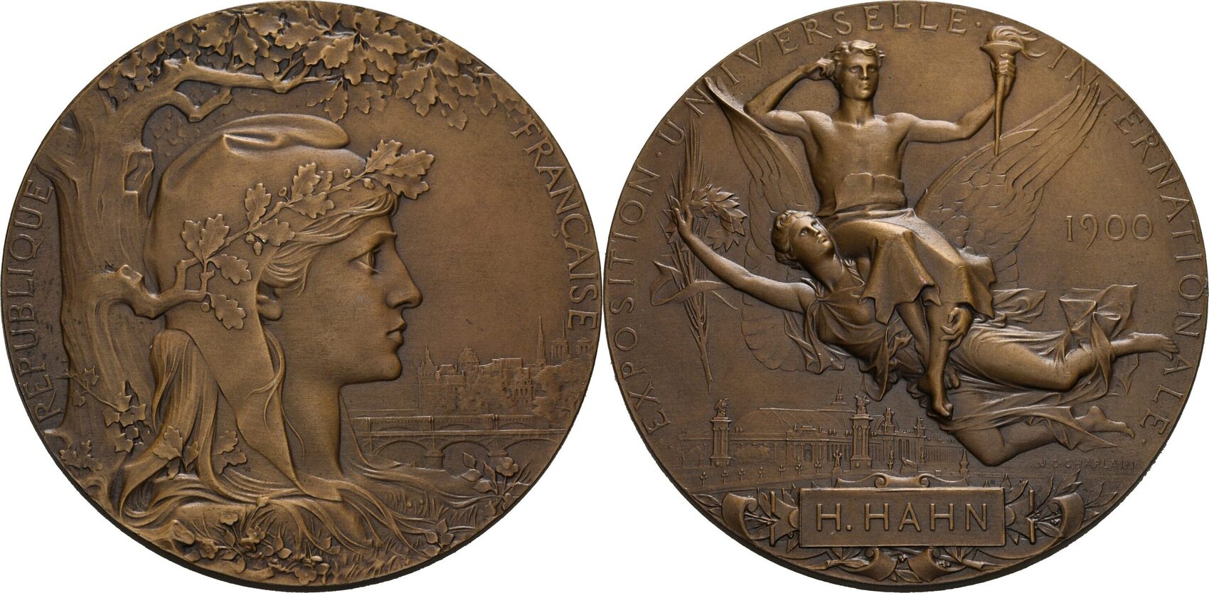 Frankreich Bronzemedaille 1900 v. J. Chaplain, Preismedaille der ...