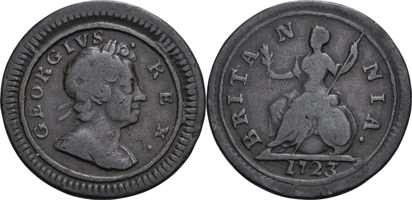 Großbritannien Ku.-1/2 Penny, London 1723 George I., 1714-1727 F | MA-Shops