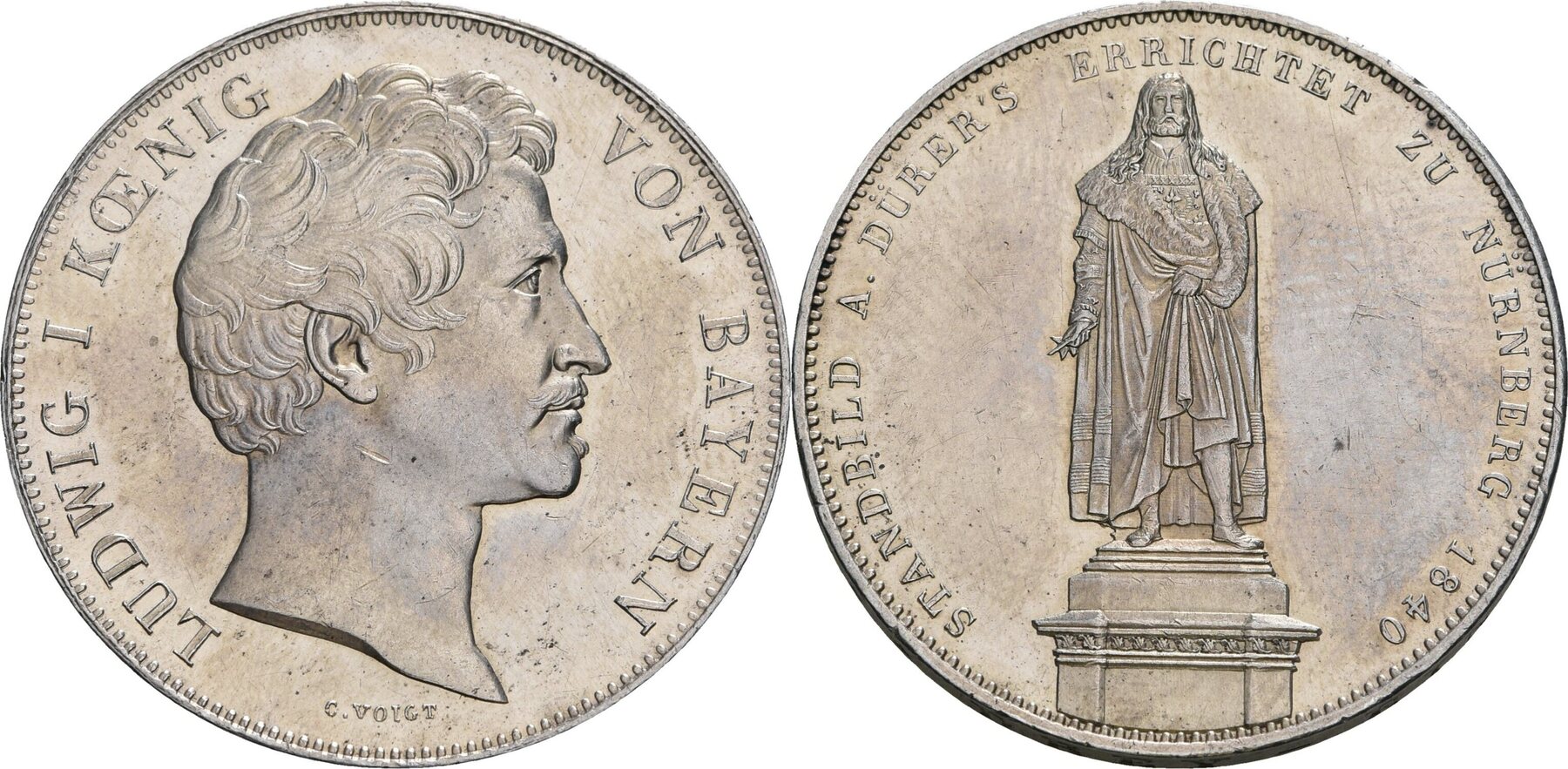Bayern Geschichtsdoppeltaler, München 1840 Ludwig I., 1825-1848 EF., von frischen Stempeln ...