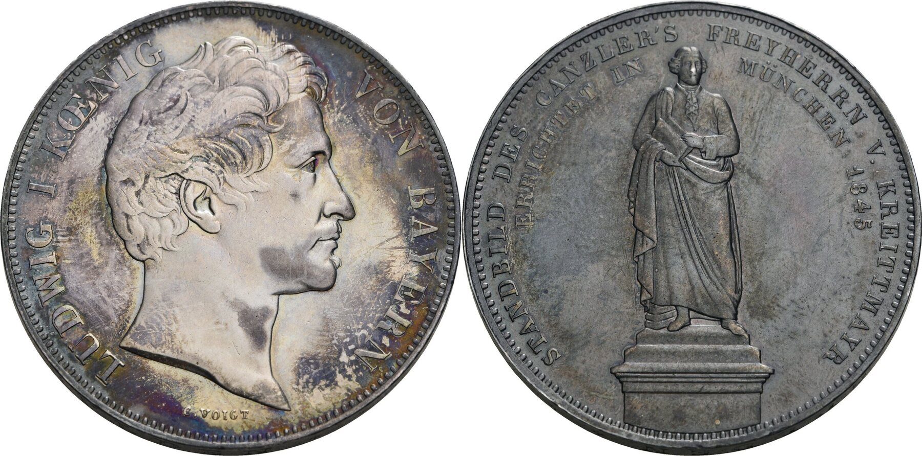 Bayern Geschichtsdoppeltaler, München 1845 Ludwig I., 1825-1848 VF dunkle, fleckige Tönung | MA ...