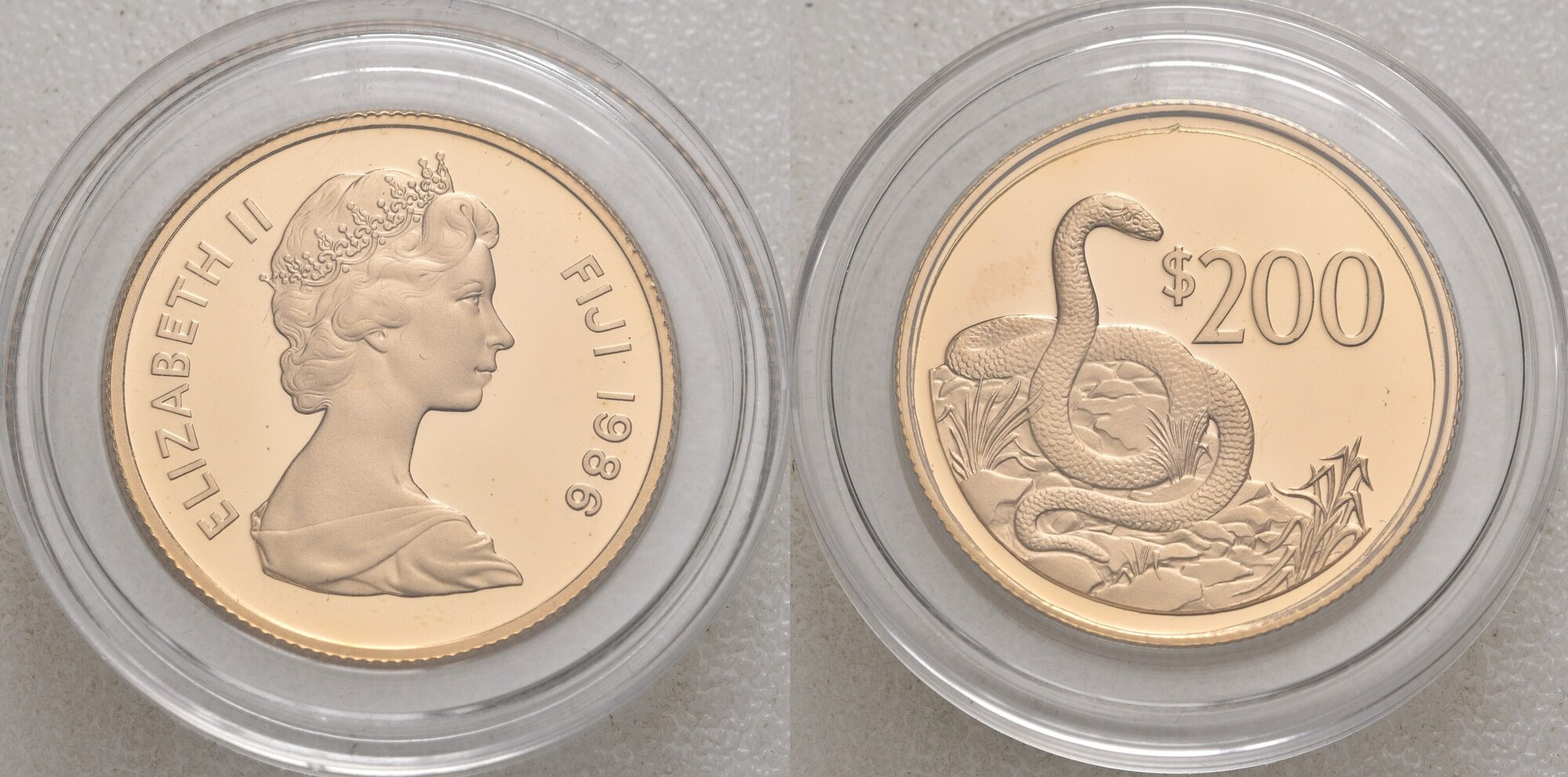 200 Dollars 1986 WWF-Serie: Fidschi-Schlange Proof, in Original-Kapsel ...