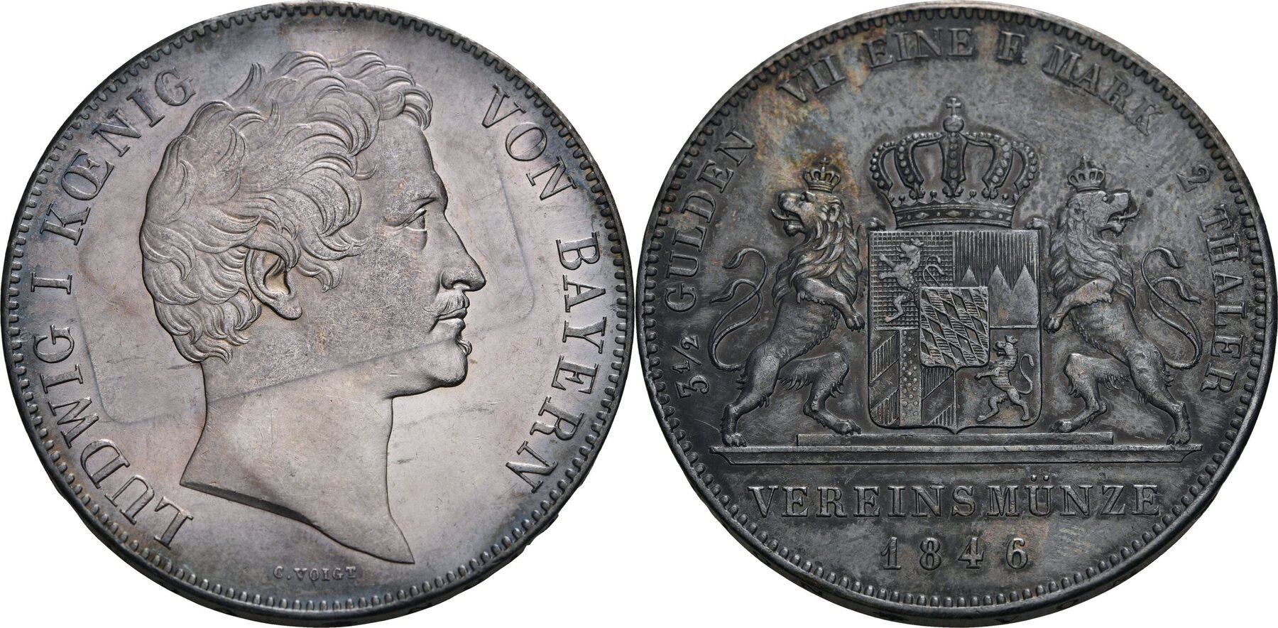 Bayern Doppelter Vereinstaler, München 1846 Ludwig I., 1825-1848 aEF, Vs. min. berieben ...
