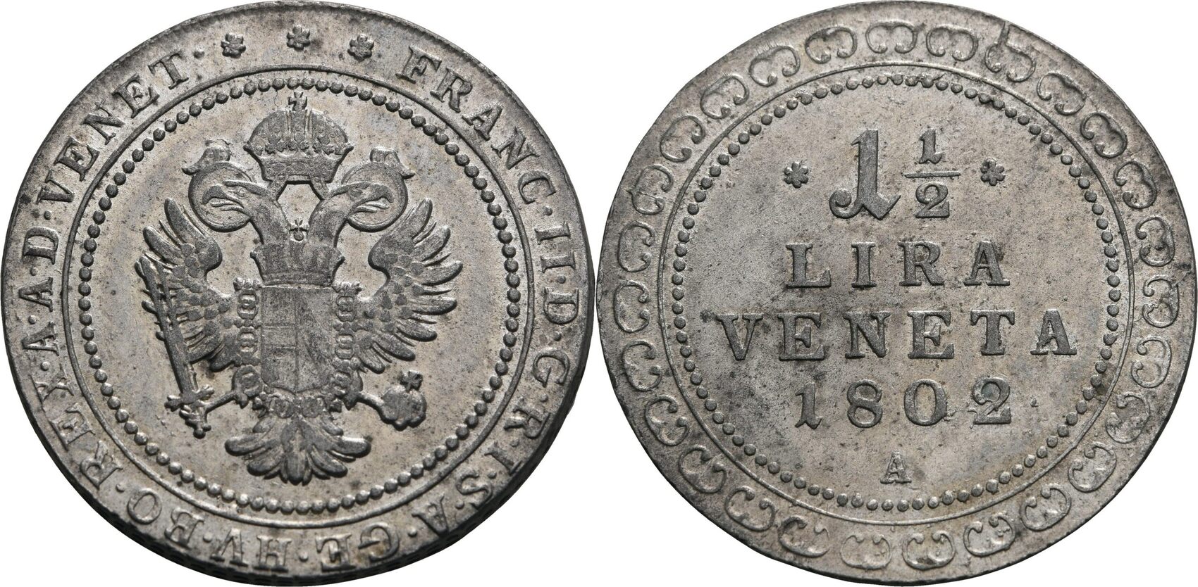 Habsburg 1 1/2 Lira A, Wien, für Venedig 1802 Franz II., 1792-1804 EF ...