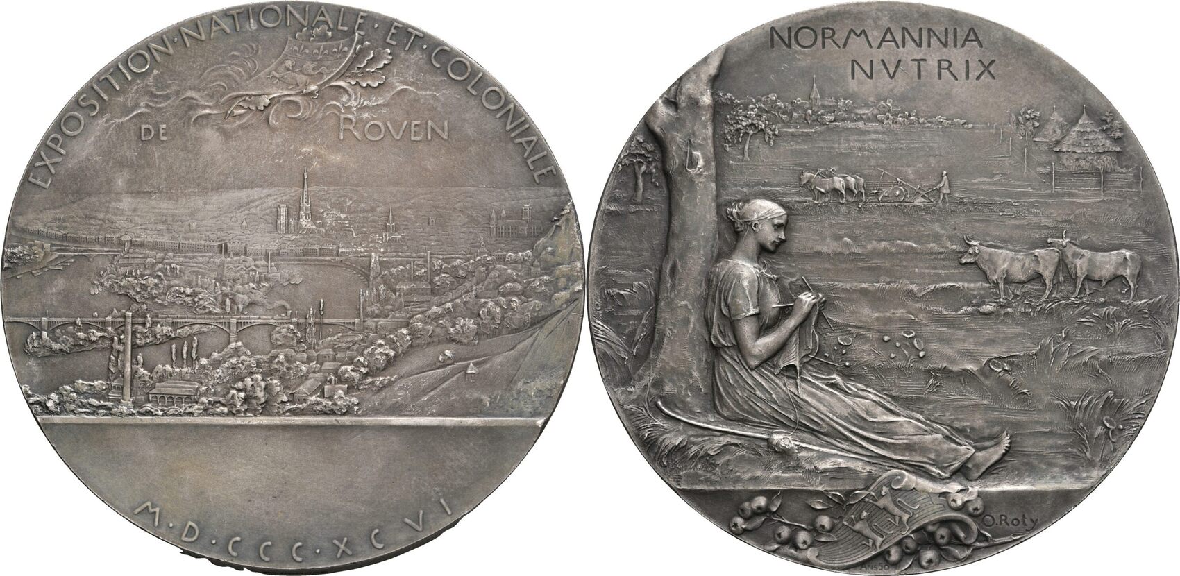 Frankreich Versilberte Bronzemedaille 1896 v. O. Roty, a.d. Exposition ...