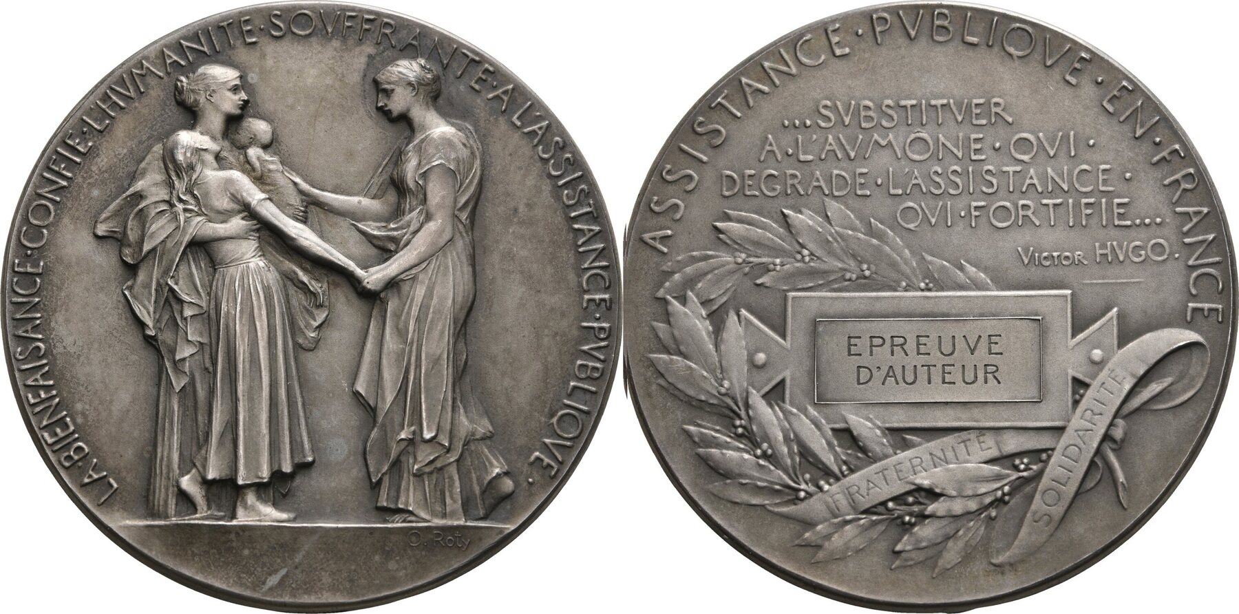 Frankreich Silbermedaille o.J. v. O. Roty, a.d. öffentliche Fürsorge ...