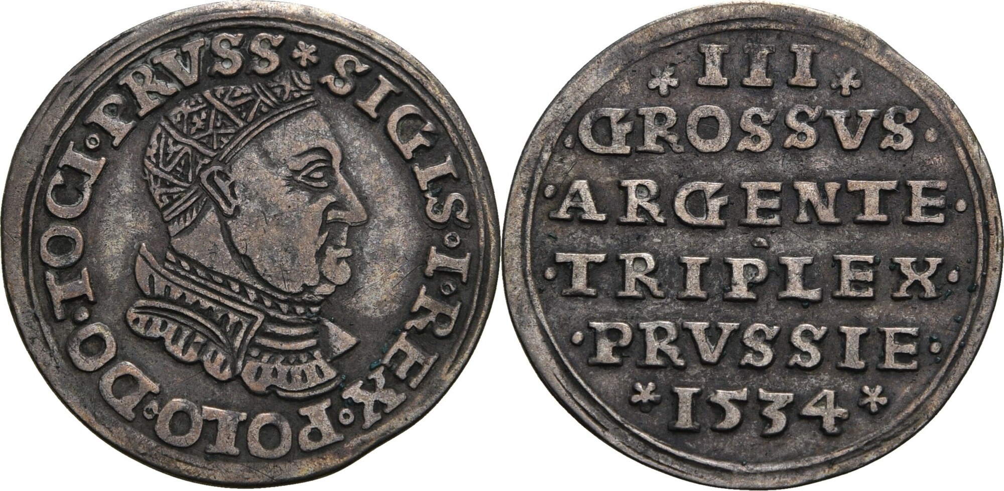 Polen 3 Groschen, Thorn 1534 Sigismund I., 1506-1548 VF l. Tönung ...