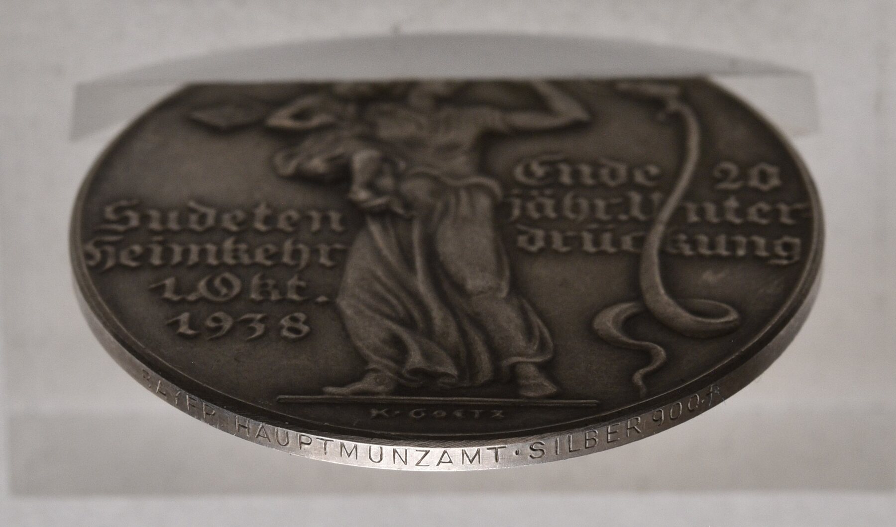 Karl Goetz Silbermedaille 1938 auf die Eingliederung des Sudetenlandes in das Deutsche Reich CH ...