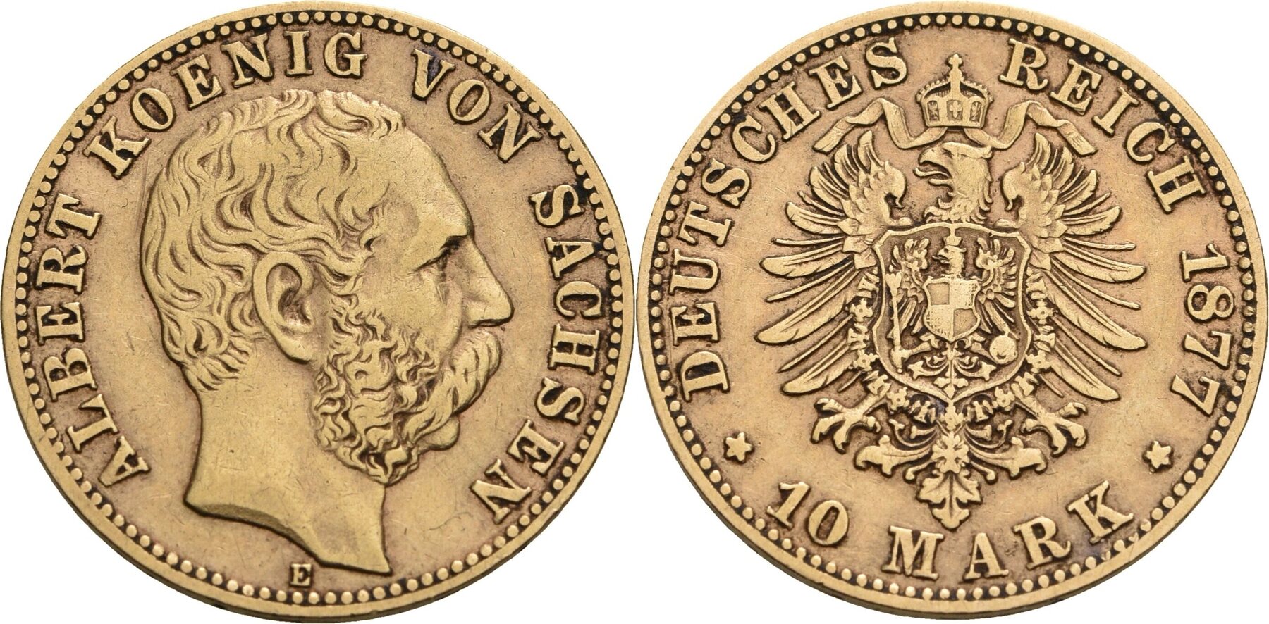 Sachsen 10 Mark E, Dresden 1877 Albert, 1873-1902 VF min. Kratzer | MA ...