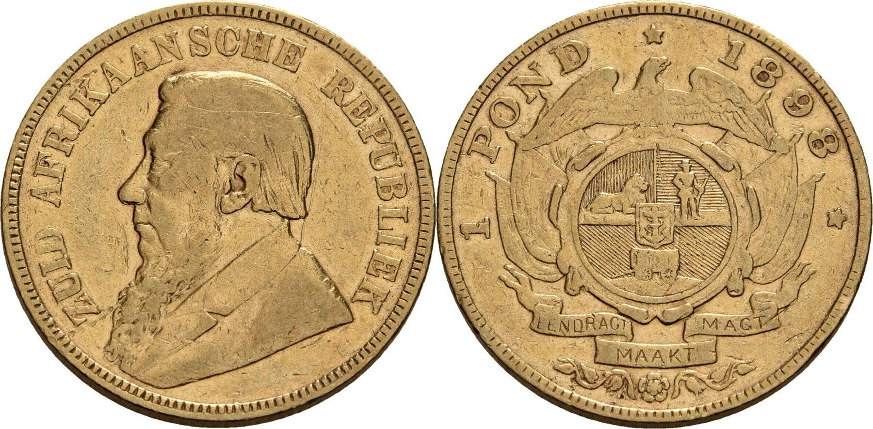 Südafrika 1 Pound, Pretoria 1898 Reüublik VF l. berieben | MA-Shops