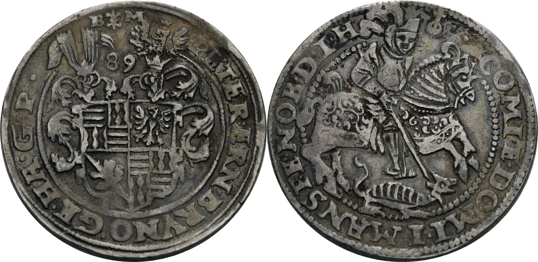 Mansfeld-Friedeburg Reichstaler BM, Eisleben 1589 Peter Ernst I., Bruno ...