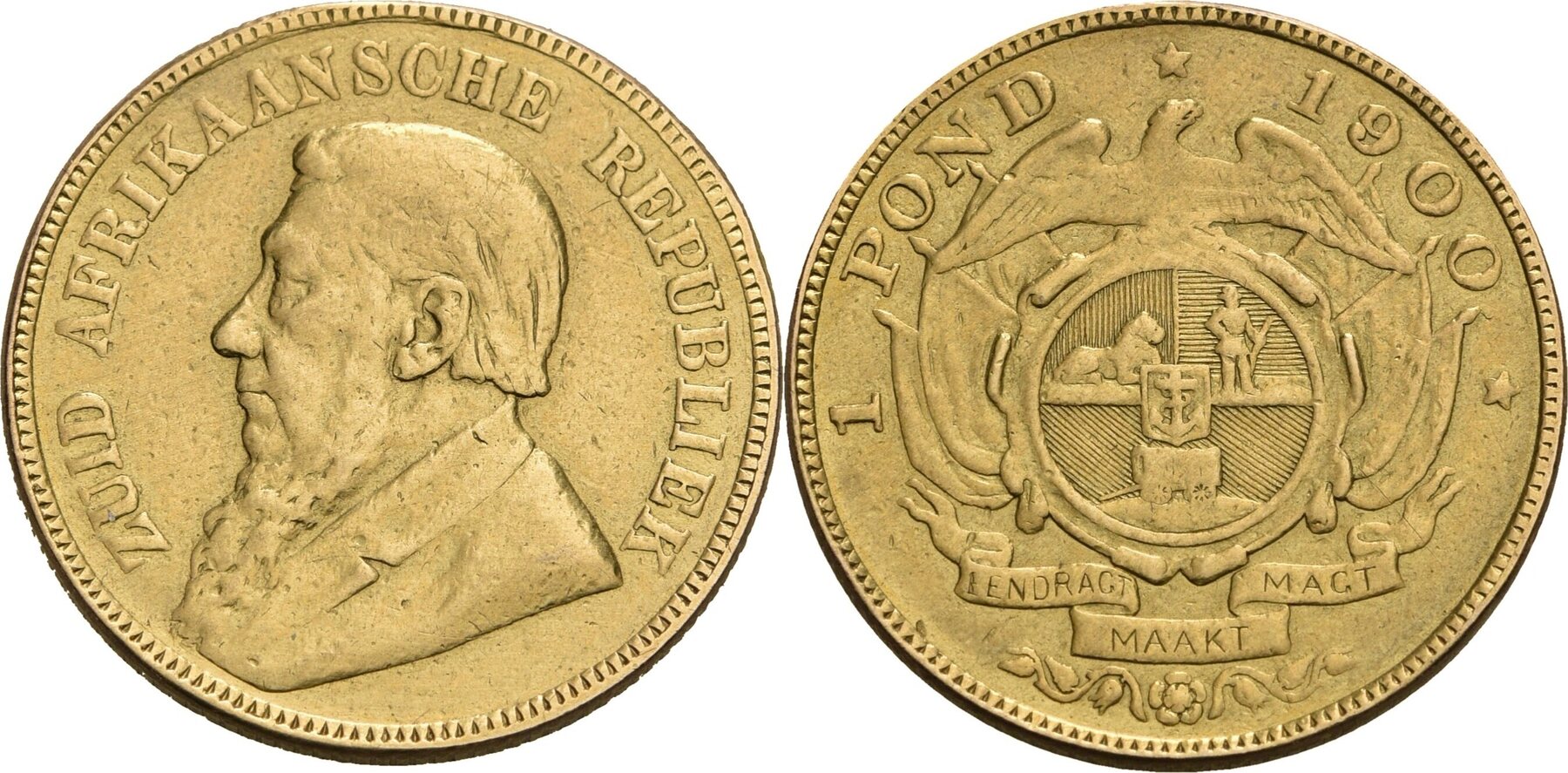 Südafrika 1 Pond, Pretoria 1900 Republik VF-, Fassungsspuren | MA-Shops