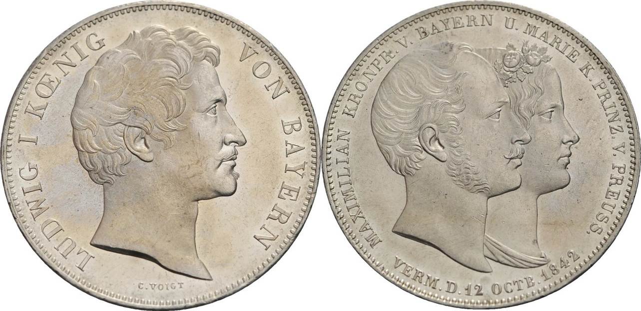 Bayern Geschichtsdoppeltaler 1842 Ludwig I., 1825-1848 EF leichte Kratzer | MA-Shops