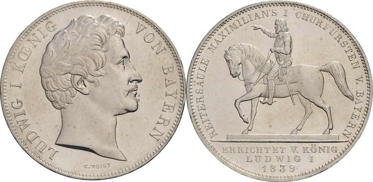 Bayern Geschichtsdoppeltaler 1839 Ludwig I., 1825-1848 EF min. Kratzer, von polierten Stempeln ...
