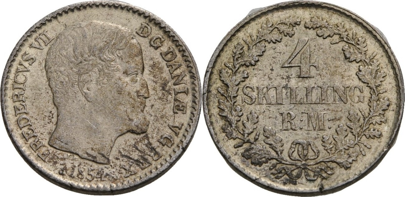 Dänemark 4 Shilling Rigsmont FF, Altona 1854 Frederik VII., 1848-1863 ...