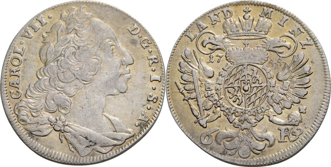 Bayern 6 Kreuzer, München 1744 Karl Albert, 1726-1745 VF | MA-Shops