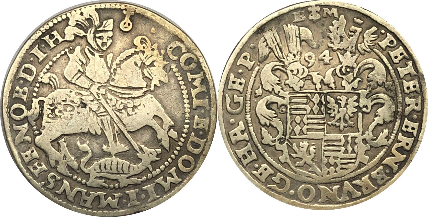 Mansfeld Vorderortische Linie zu Friedeburg Taler 1594 BM Peter Ernst ...