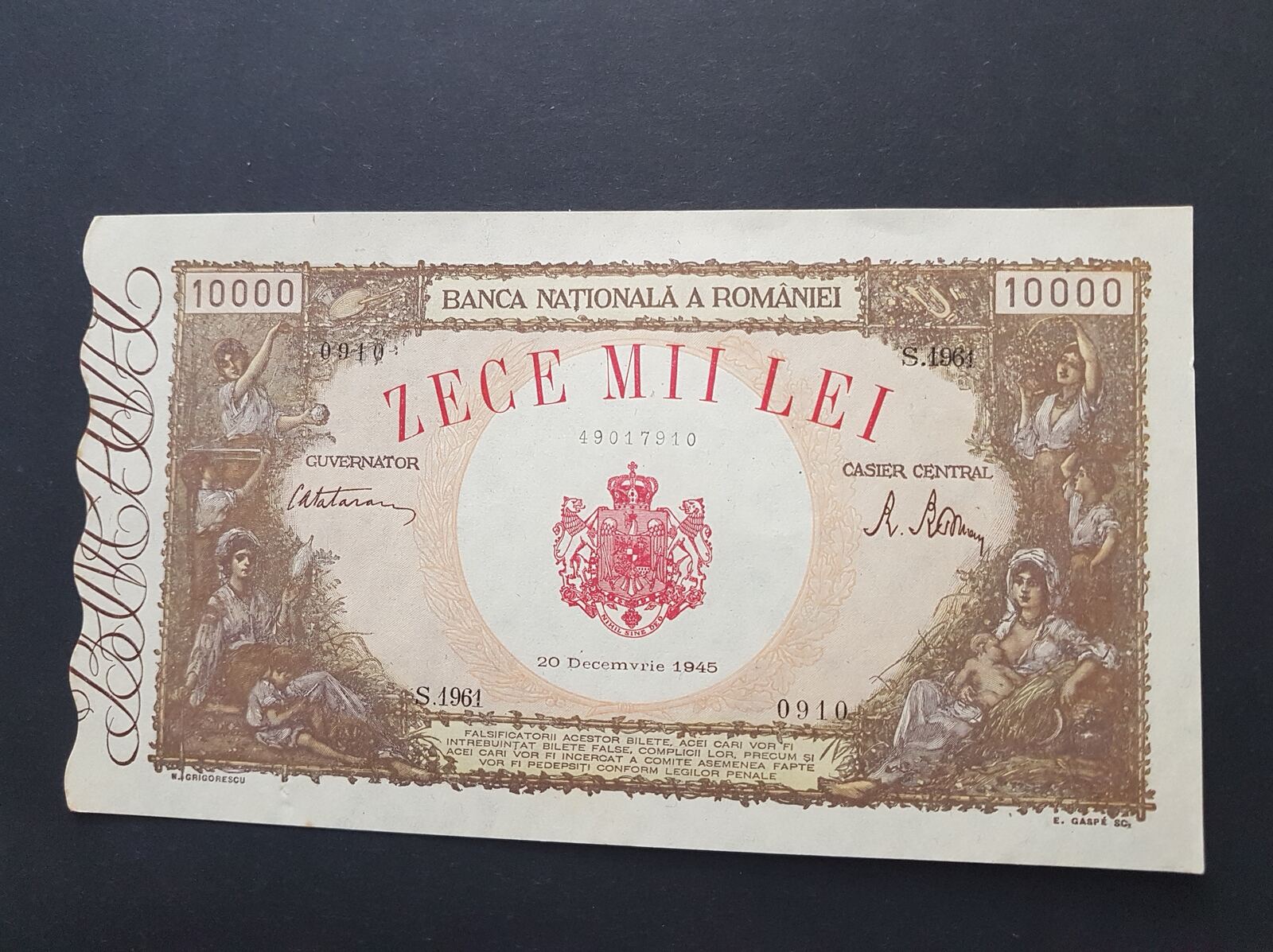Rumänien 1000 Lei 1945 fkfr. winzige Flecken am Rand | MA-Shops