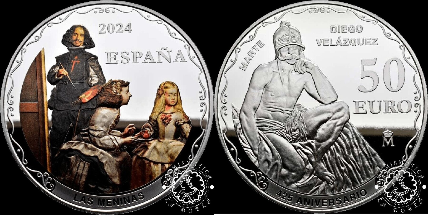 Spain 2024 50 EURO – VELAZQUEZ – Las Meninas and Mars Resting Proof ...