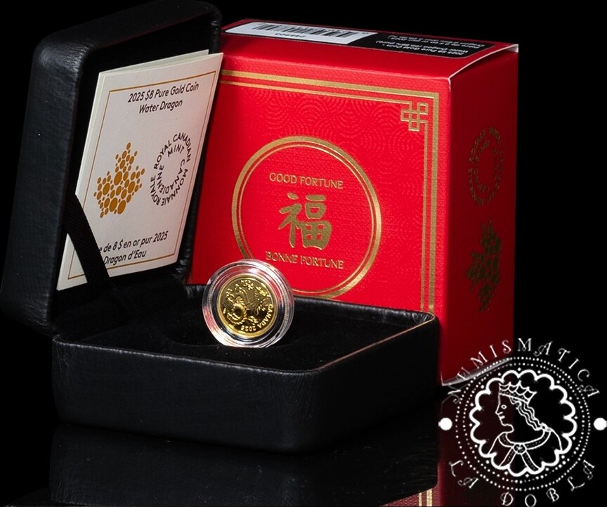 Canada 2025 8 DOLLARS – 1/20 Oz Gold – Water Dragon Proof | MA-Shops