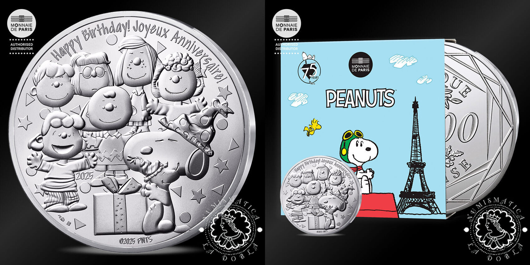 France 2025 100 EURO – Snoopy Hugging Woodstock (Peanuts) – UNC | MA-Shops