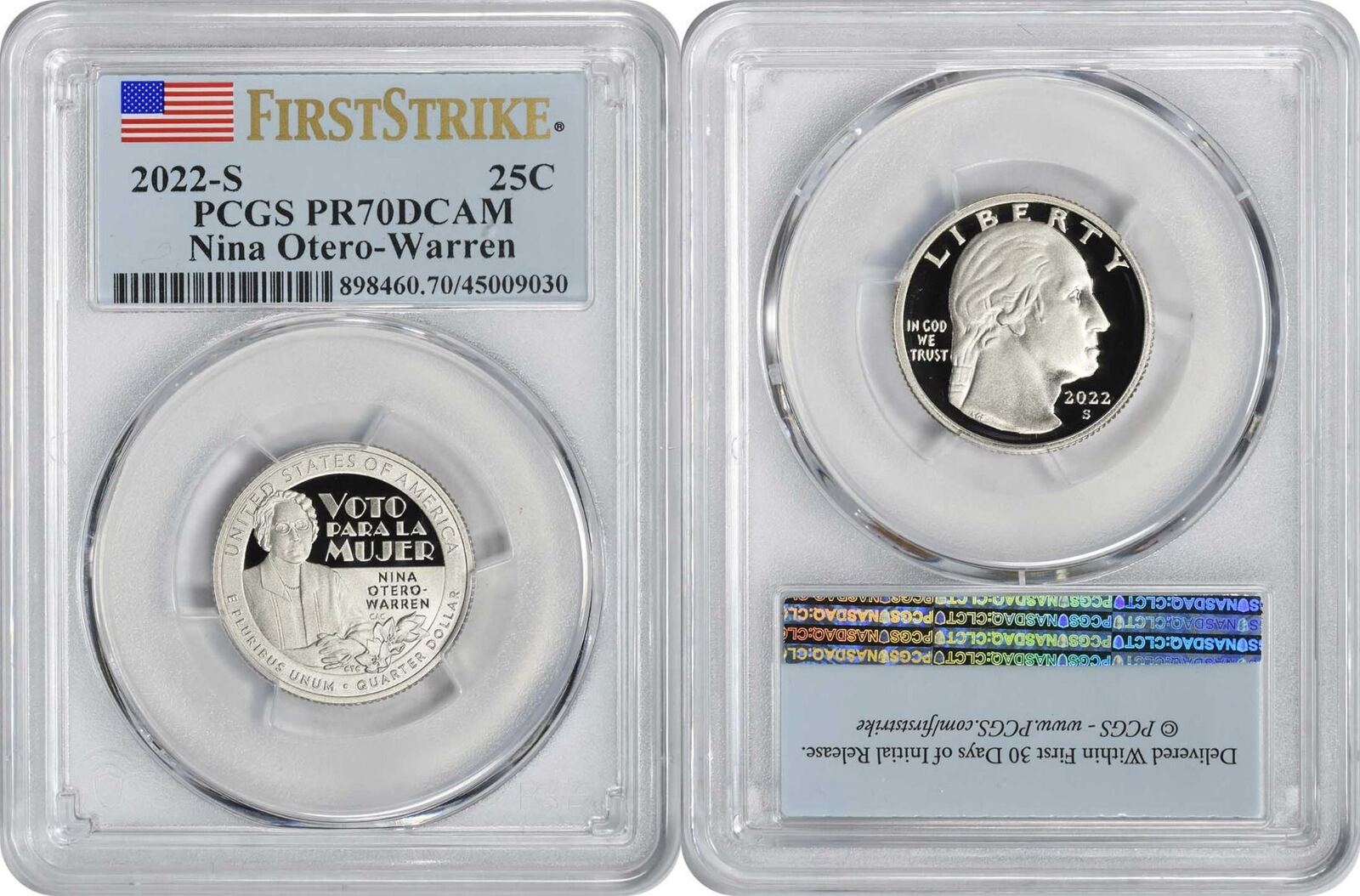 US 2022 S Nina Otero Warren American Women Washington Quarter PR70DCAM us-2022-s-nina-otero-warren-american-women-washington-quarter-pr70dcam