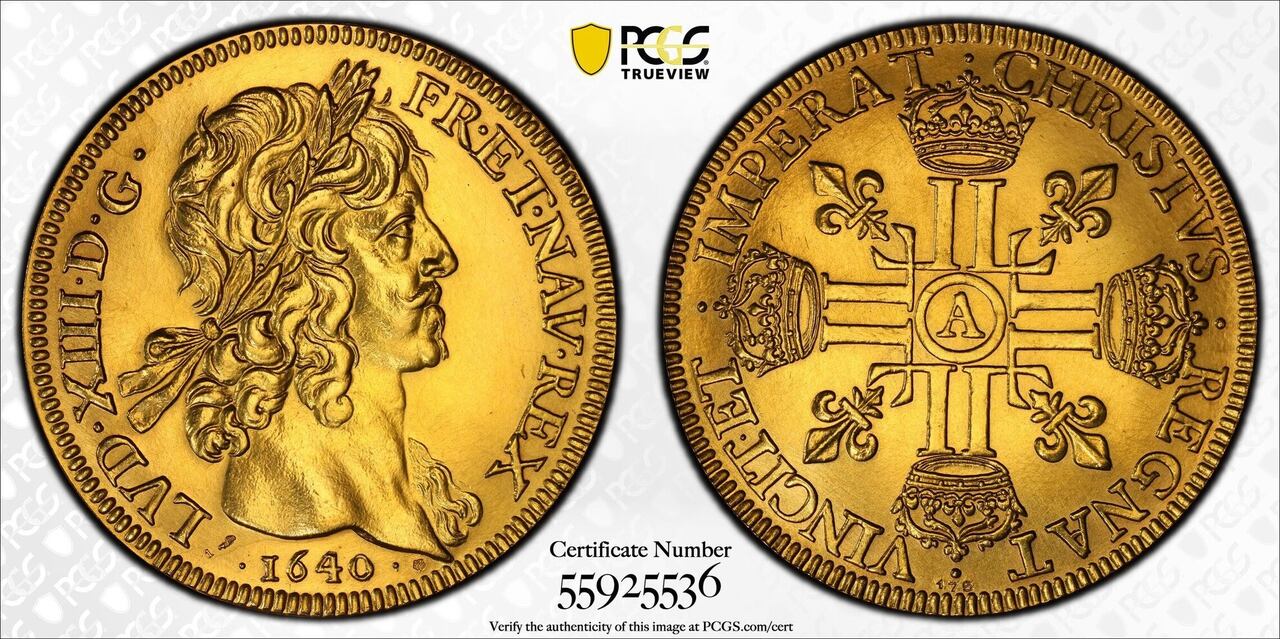 France 10 Louis d'or 1640 Louis XIII Paris Refrappe monnaie de Paris ...