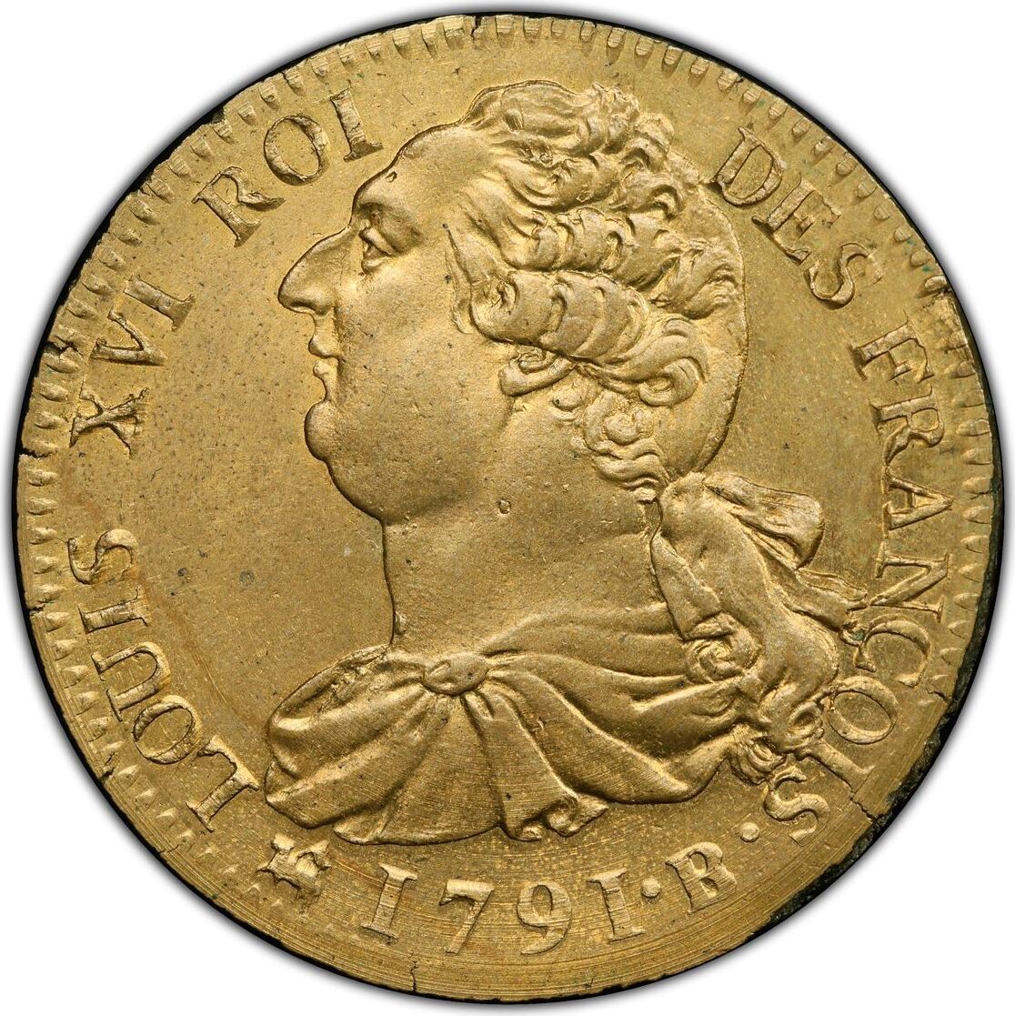 France 2 Sols 1791 Louis XVI type François Rouen FDC NGC MS66 MARGOLIS ...