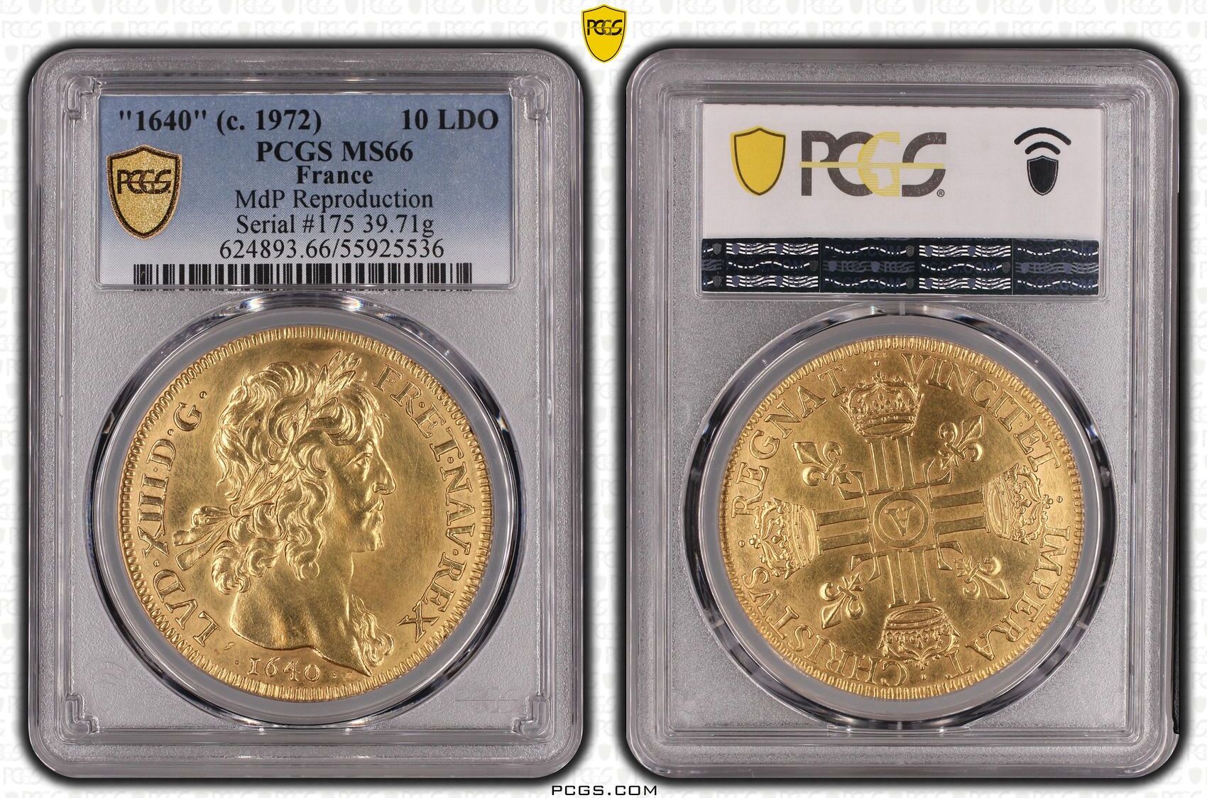 France 10 Louis d'or 1640 Louis XIII Paris Refrappe monnaie de Paris ...