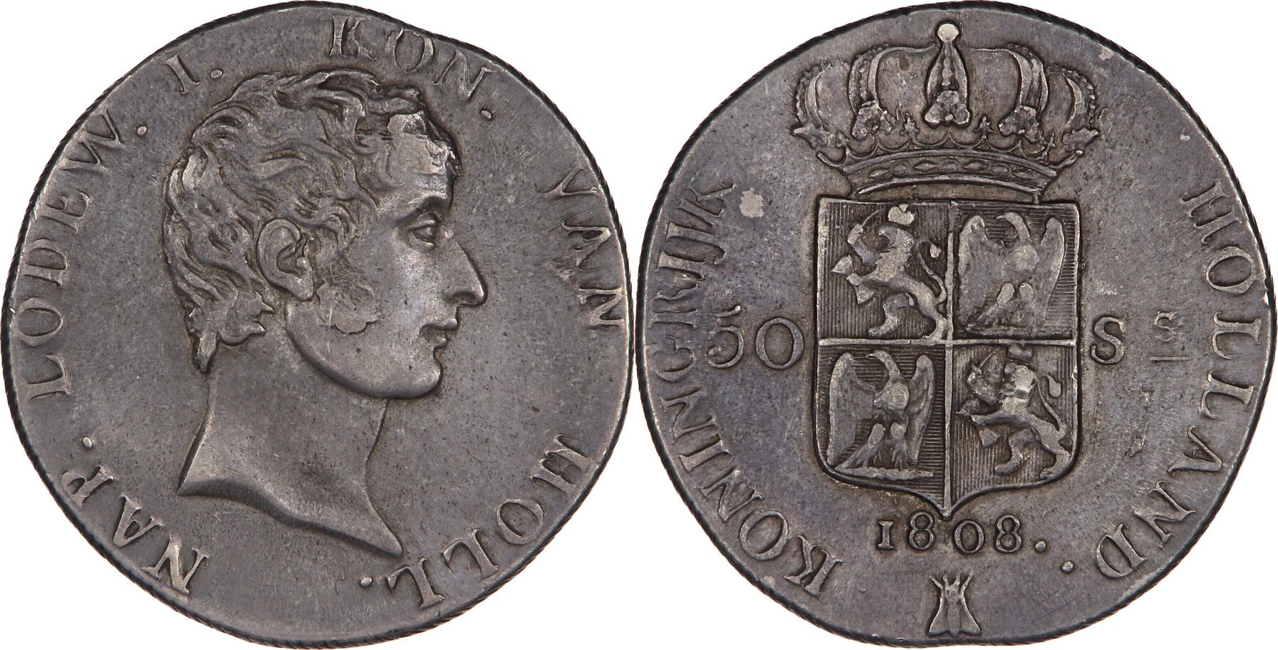 50 stuivers 1808 PAYS-BAS NETHERLANDS Louis Napoléon Utrecht belle ...