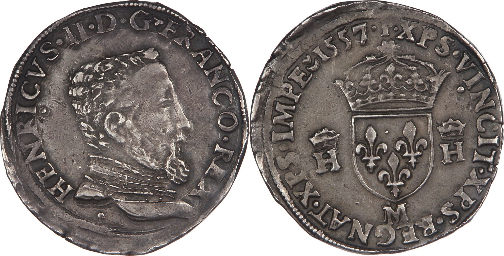 France Teston 1557 Henri II Toulouse UNC patine rare Qualité flan large ...