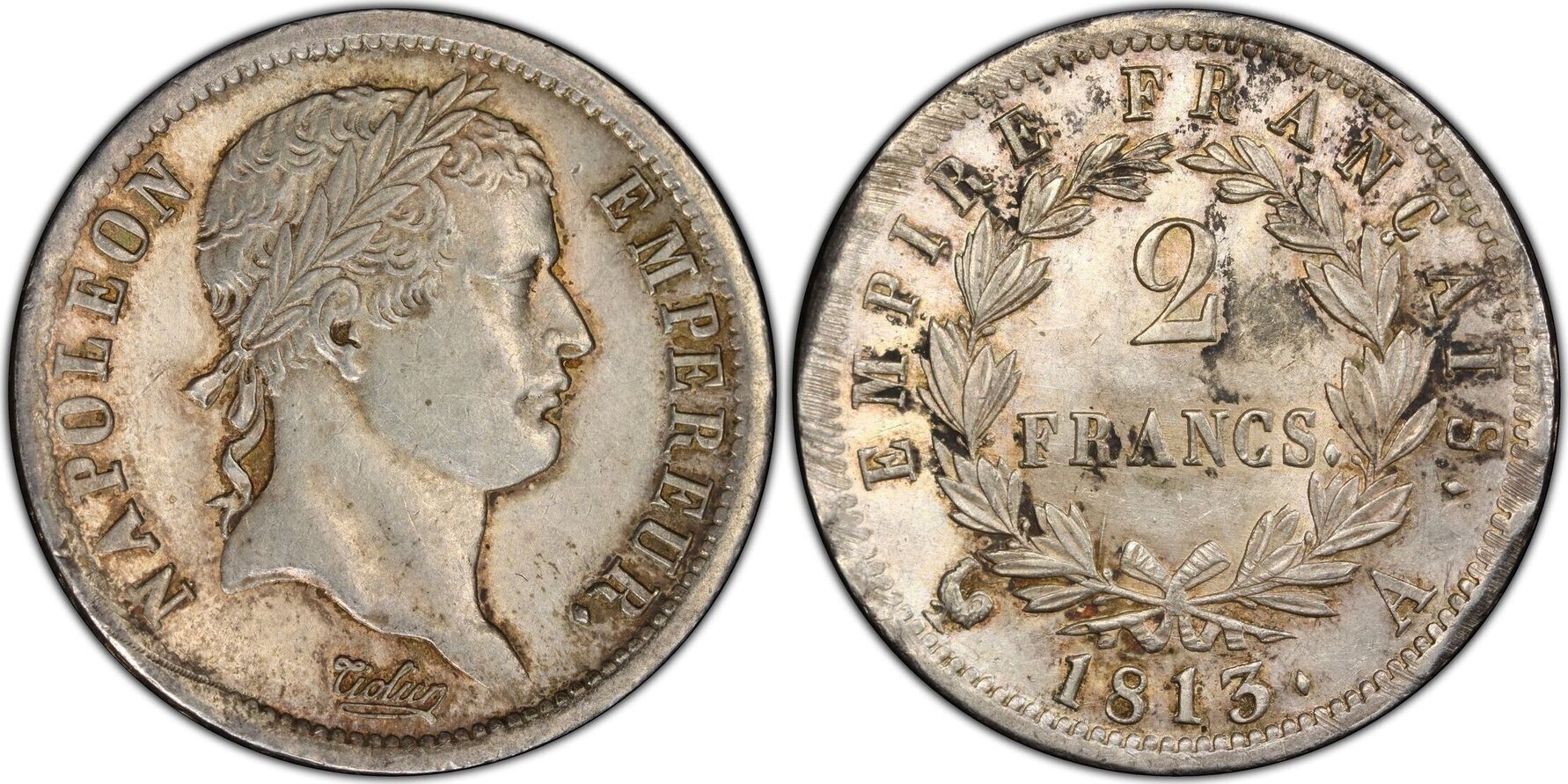 France 2 Francs 1813 Napoléon Empereur Paris Superbe PCGS AU58 SUP+ / SPL | MA-Shops