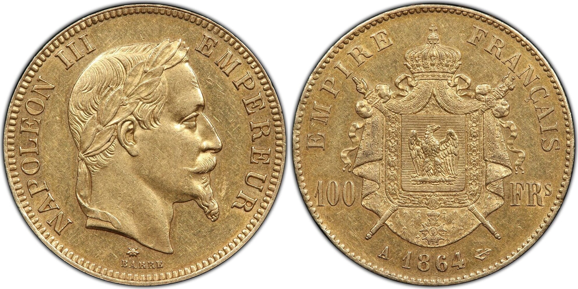 France 100 Francs 1864 Napoléon III or Tête laurée Paris EF rare | MA-Shops
