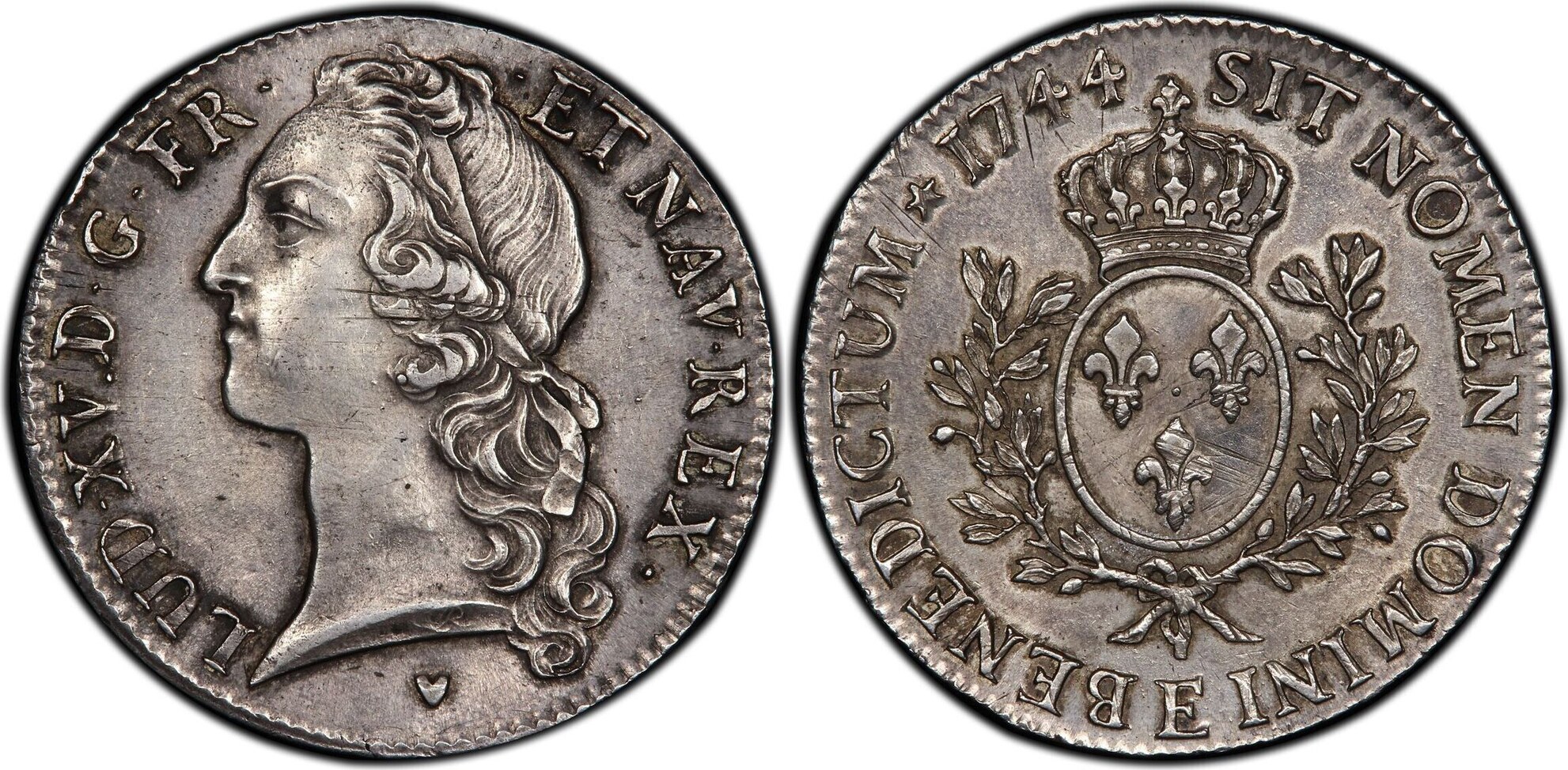 France 1744 Louis XV Ecu dit au bandeau Tours splendide très rare ...