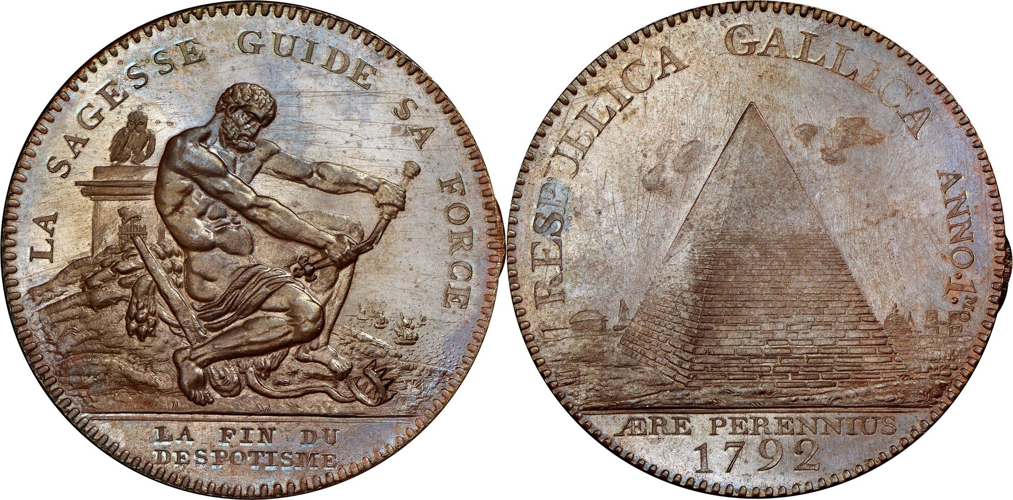 France 2 Sols 1792 Essai à la Pyramide Flan bruni NGC PF65 Proof Top ...