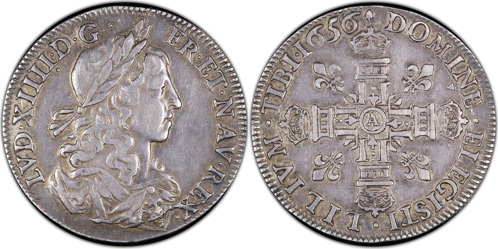 France 1656 Louis XIV Lis d'argent Paris TTB à SUP PCGS XF40 rare ...