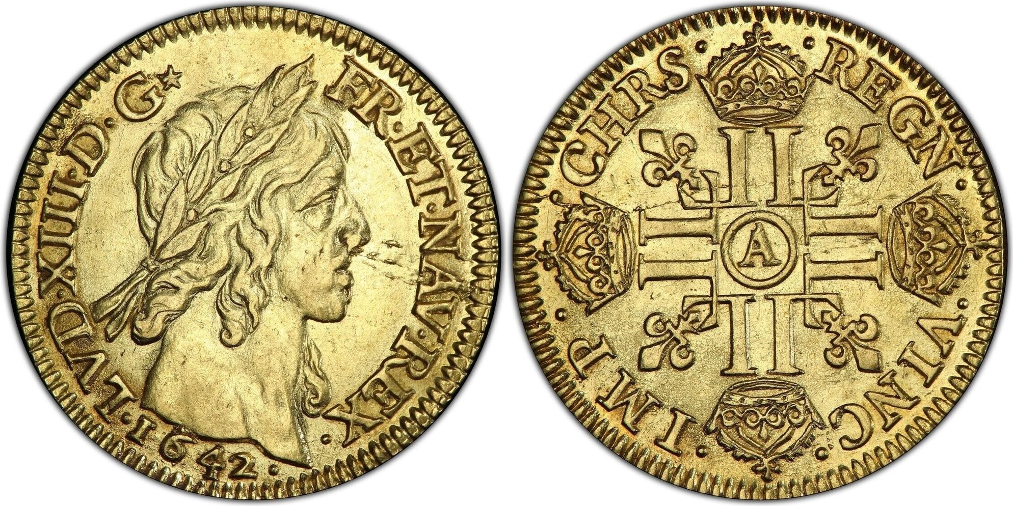 France Louis d'or 1642 Louis XIII de Warin Paris mèche courte rare ...