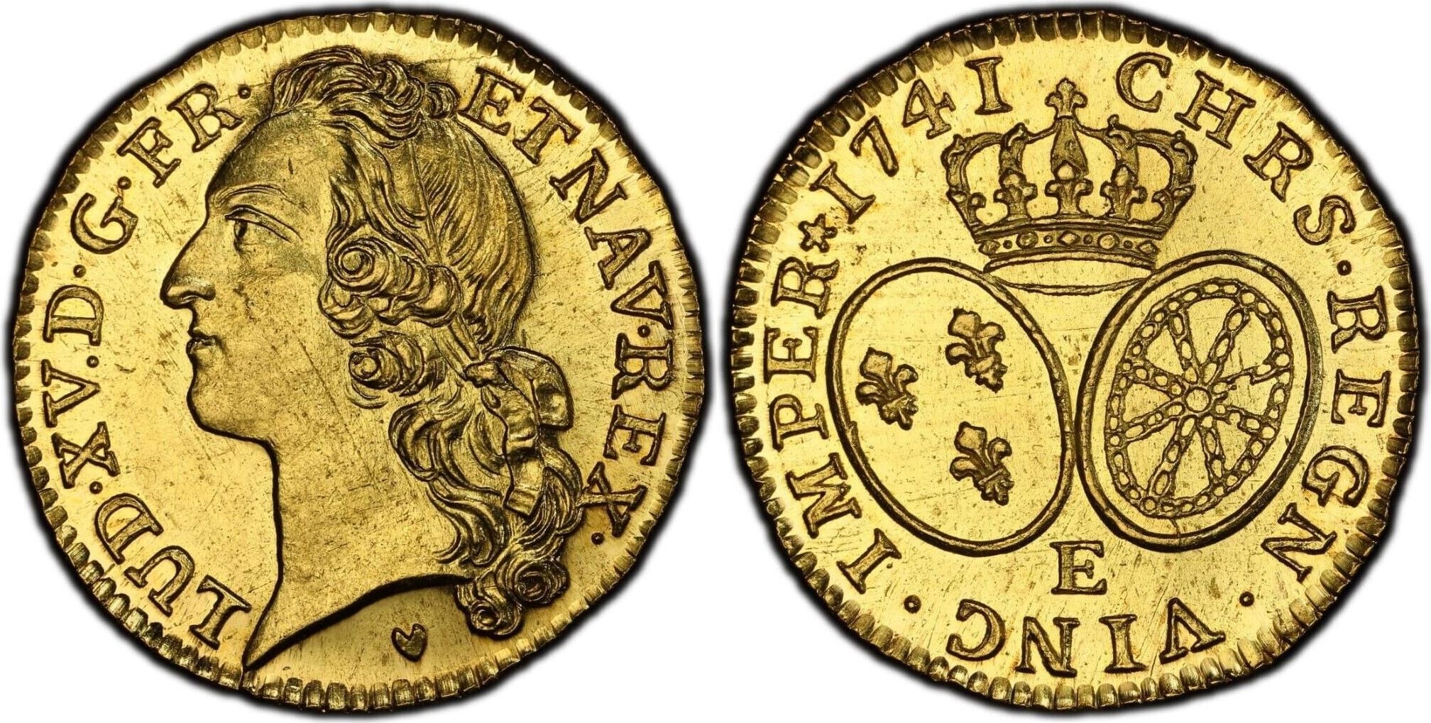 France 1741 Louis XV Louis d'or au Bandeau Tours Fleur de coin Flan ...