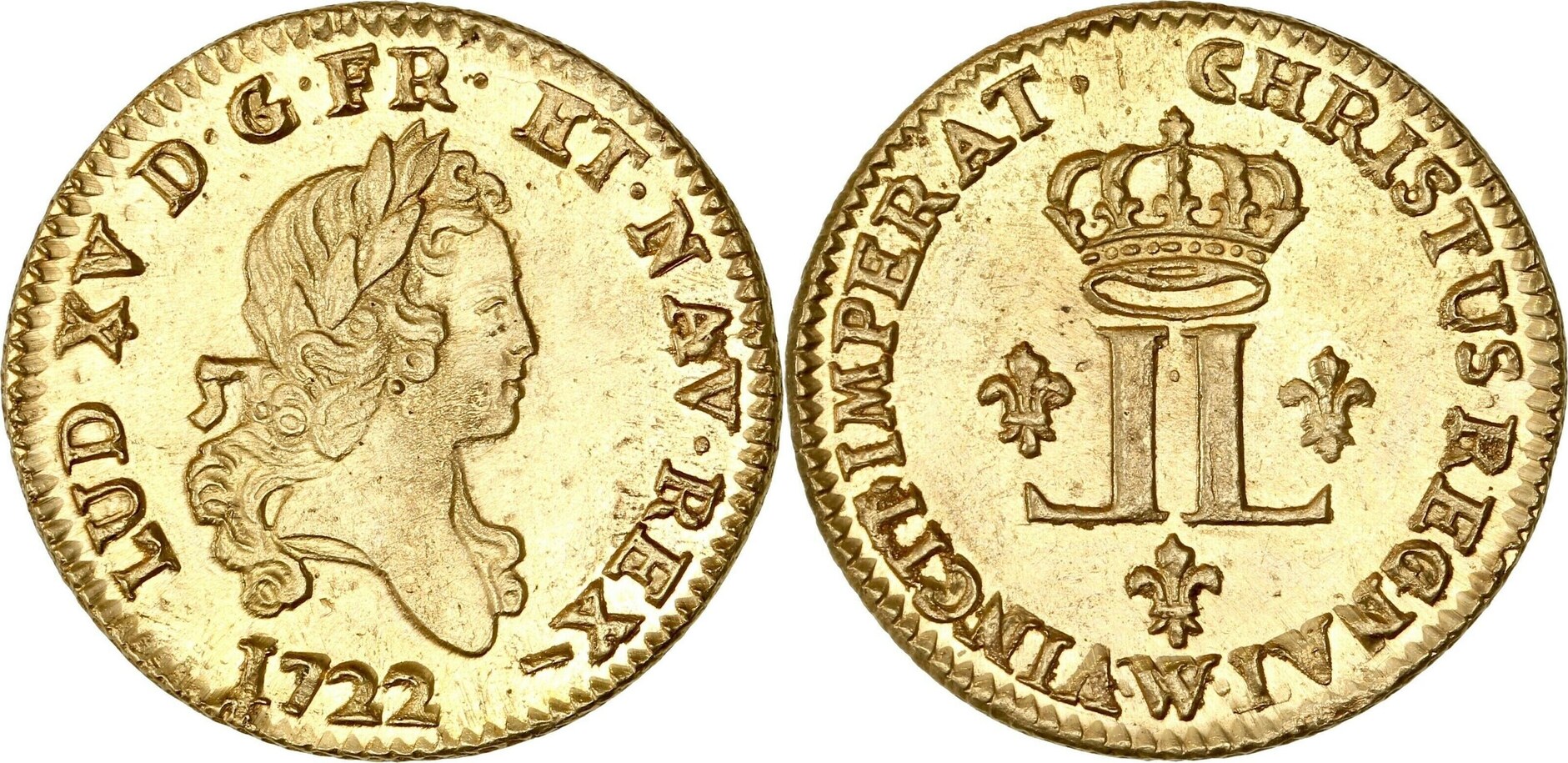 France louis d'or 1722 Louis XV aux deux L Lille Flan neuf PCGS MS63 ...