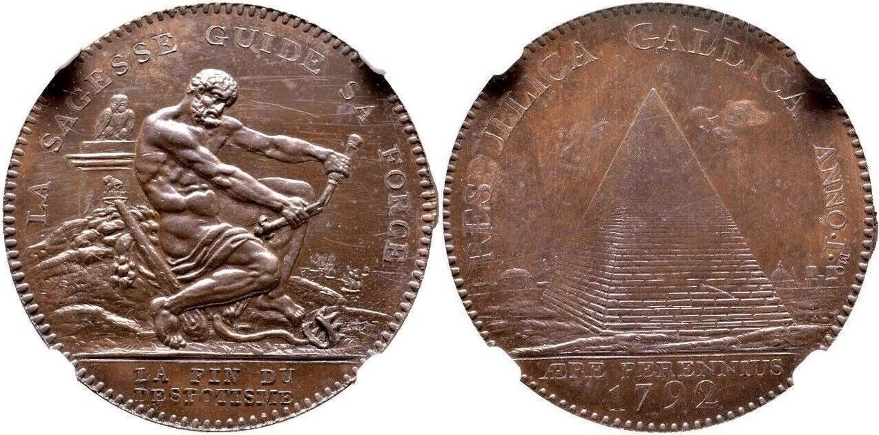 2 Sols 1792 France Essai à la Pyramide Flan bruni NGC PF65 Proof Top ...