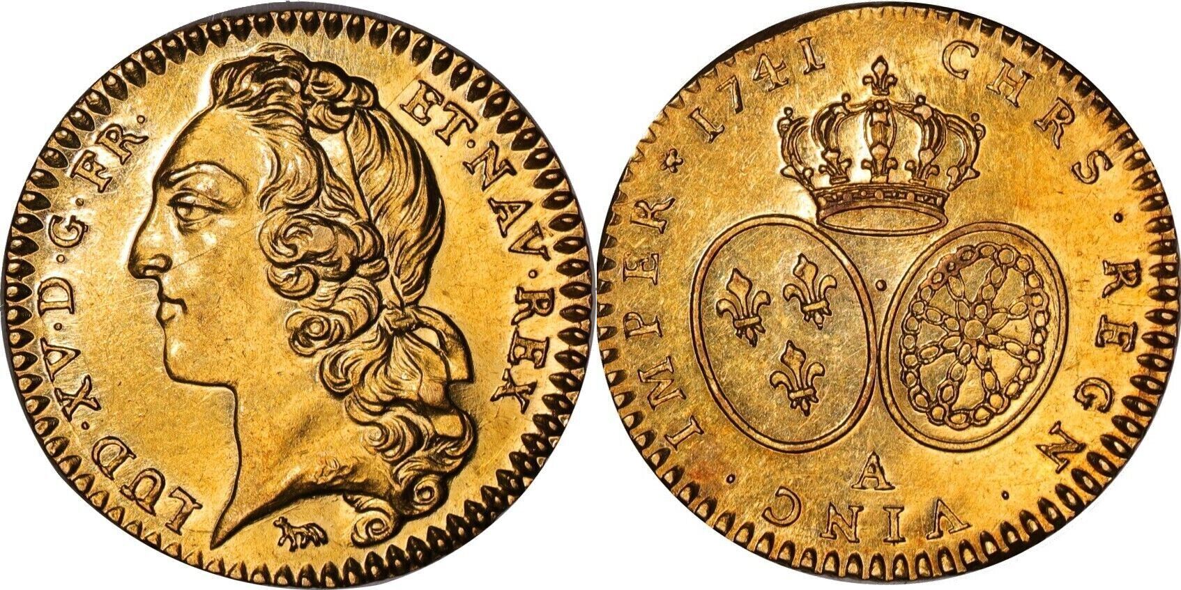 France 1741 Louis XV Présérie du Demi-louis au Bandeau Paris Flan bruni ...