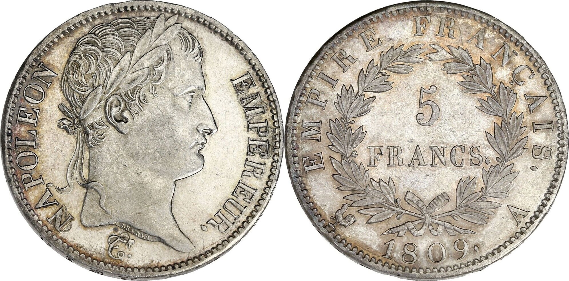 France 5 Francs 1809 Napoléon Empereur Paris UNC exemplaire rare ...