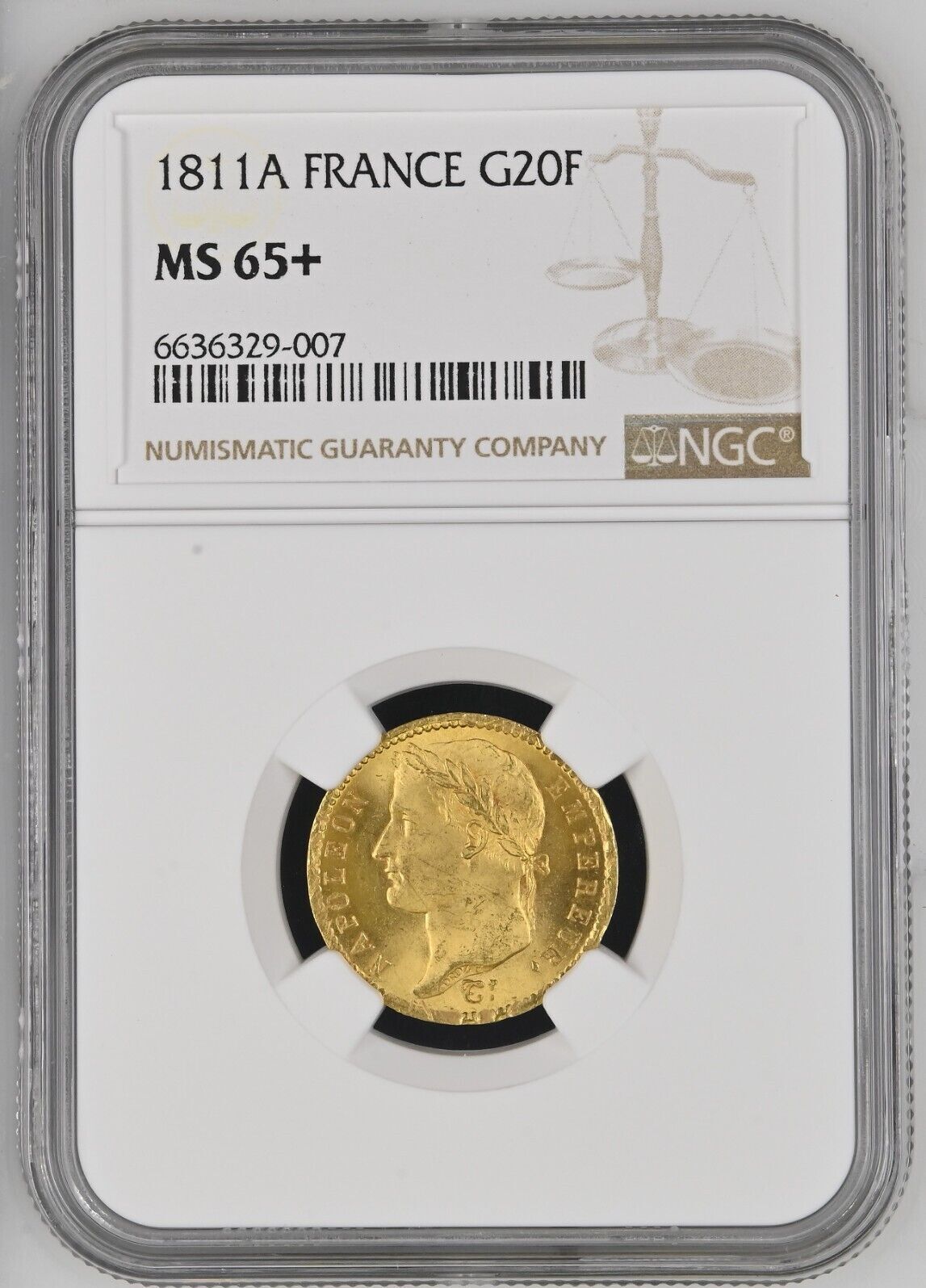 France 20 Francs 1811 Napoléon Empereur or Paris NGC MS65+ Fleur de coin+++ Top Pop | MA-Shops