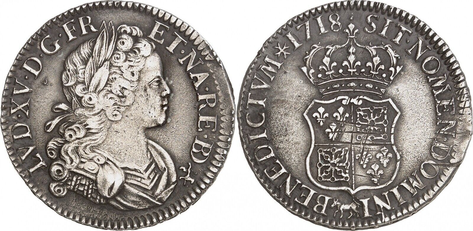 France Ecu de France 1718 Louis XV -Navarre du Béarn Pau rarissime très ...