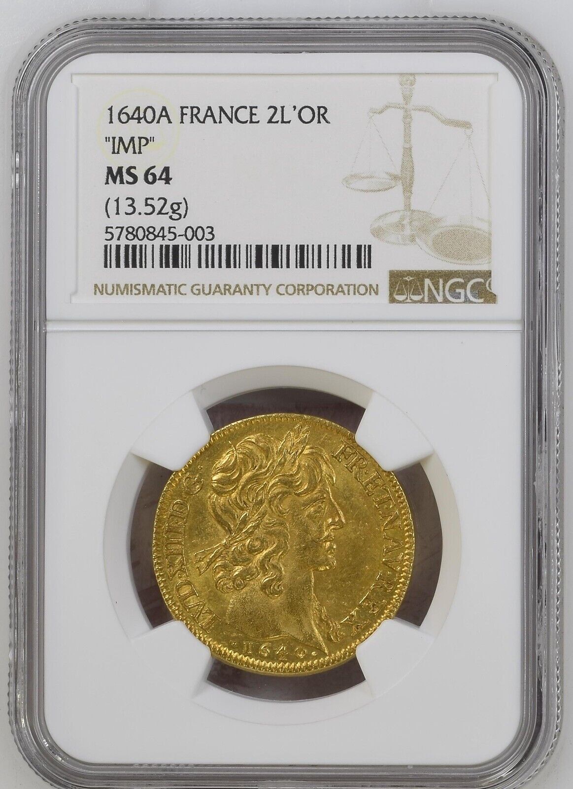 France Double Louis d'or 1640 Louis XIII de Warin Paris Fleur de coin ...