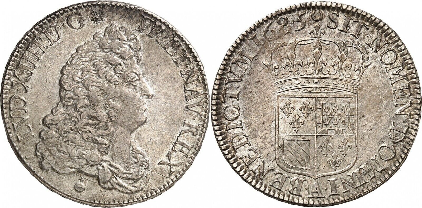 France Demi-écu 1685 Louis XIV de Flandre Paris UNC exemplaire ...