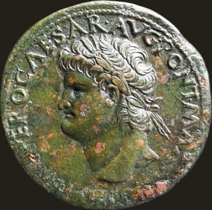 Sestertius Nero Fine Style beautiful coin Sesterce Néron UNC Portrait ...