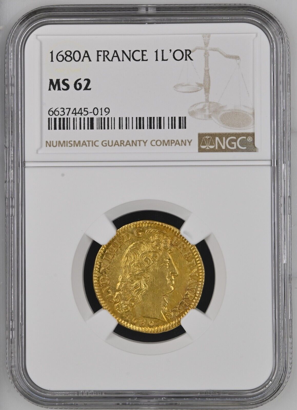 France Louis d'or 1680 Louis XIV à la tête virile Paris Splendide NGC ...