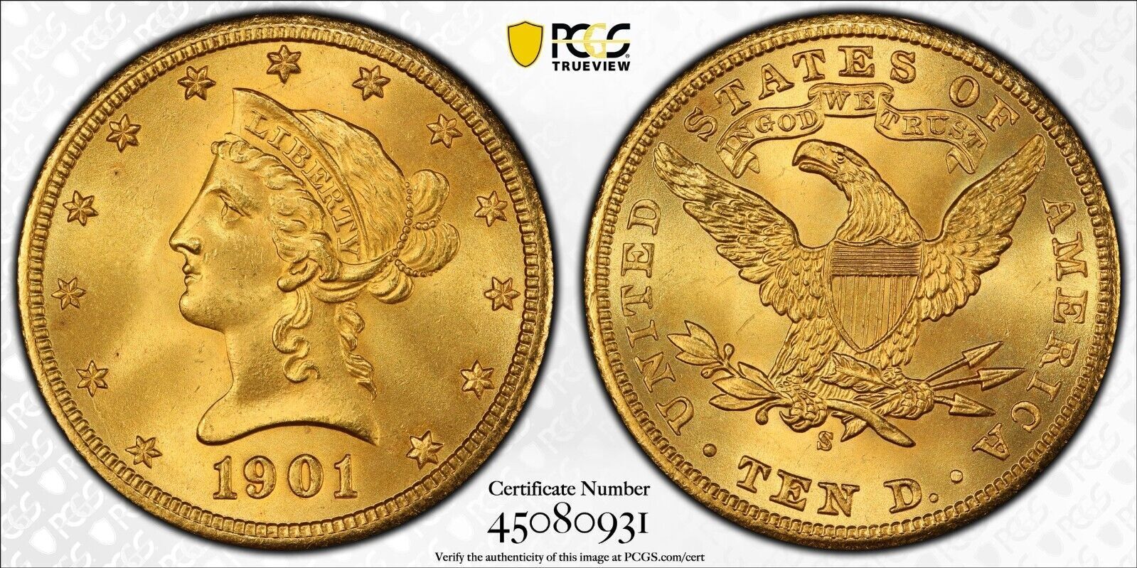 10 dollars United States 1901-S $ MS66 Beautiful coin High Grade PCGS ...