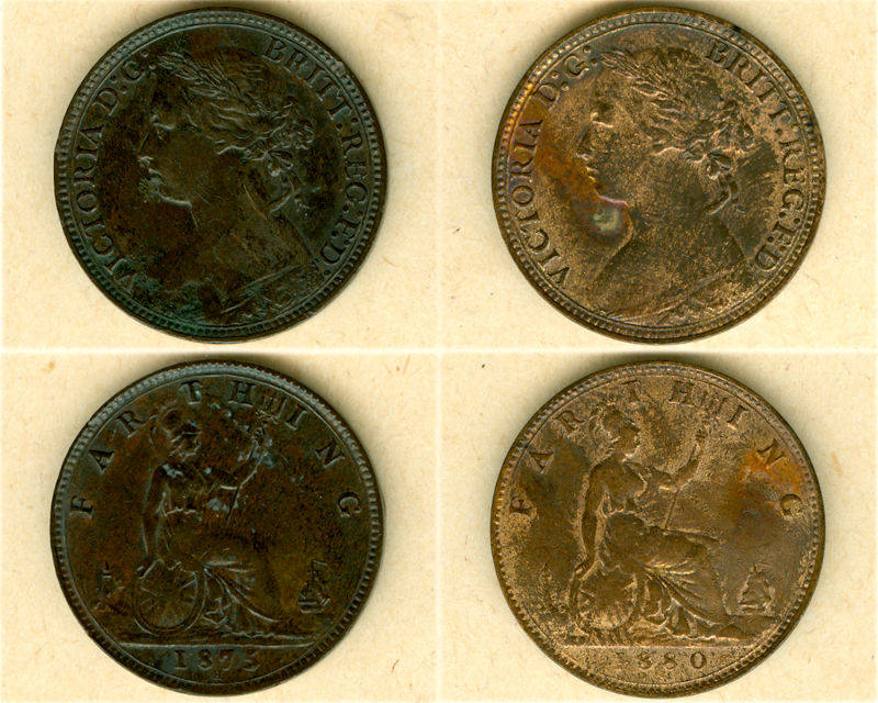 Alle Welt Farthing Lot: GROSSBRITANNIEN 2x [1875-1880] | MA-Shops