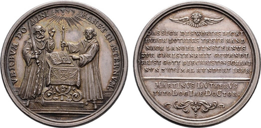 SACHSEN Silbermedaille 1717 (Chronogramm) (v. Hautsch? Friedrich August ...